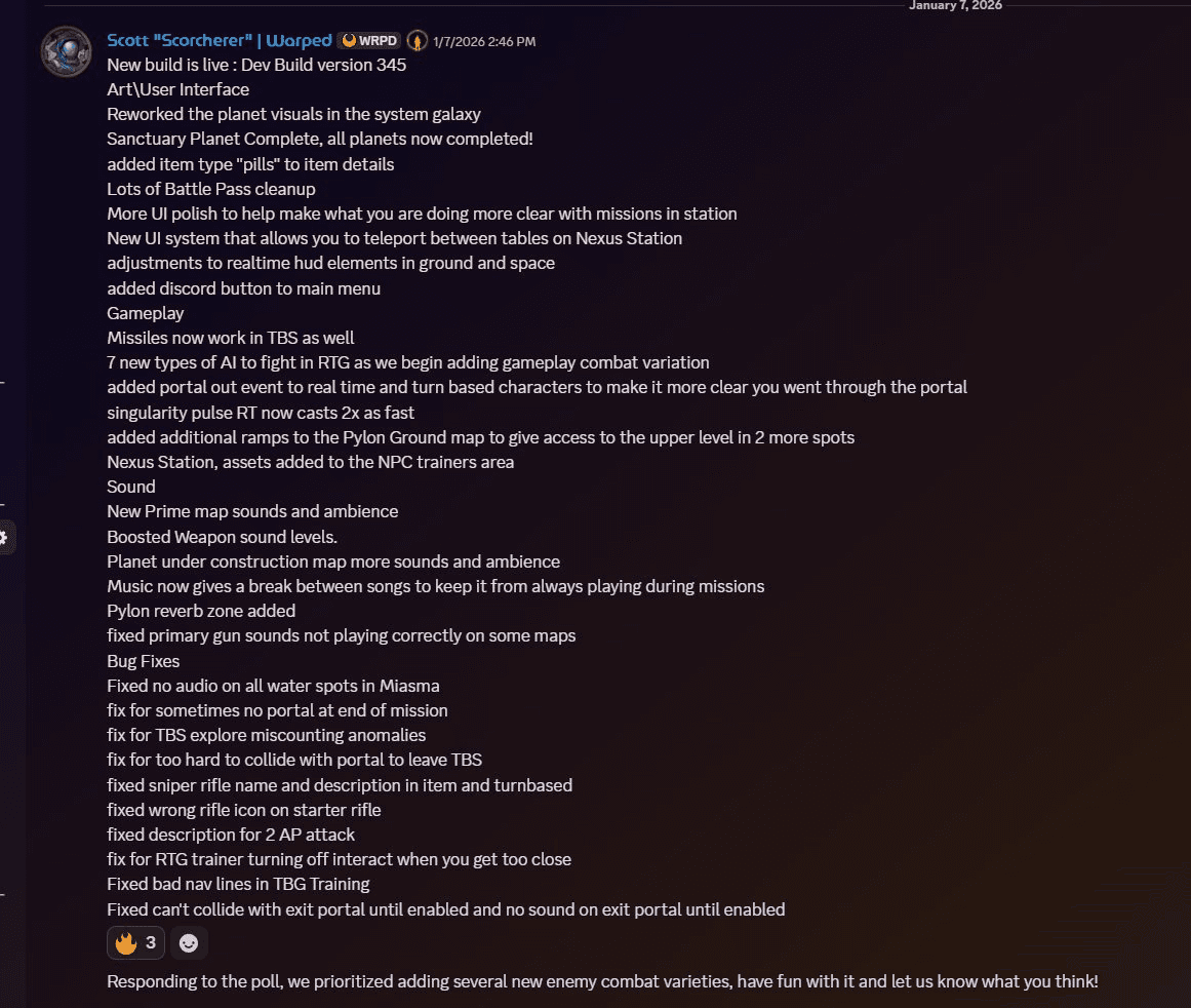 Warped Games Releases Build 345 Development Notes