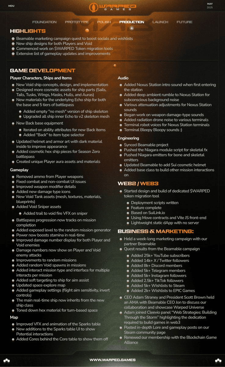 Warped Games May 2025 Development Update