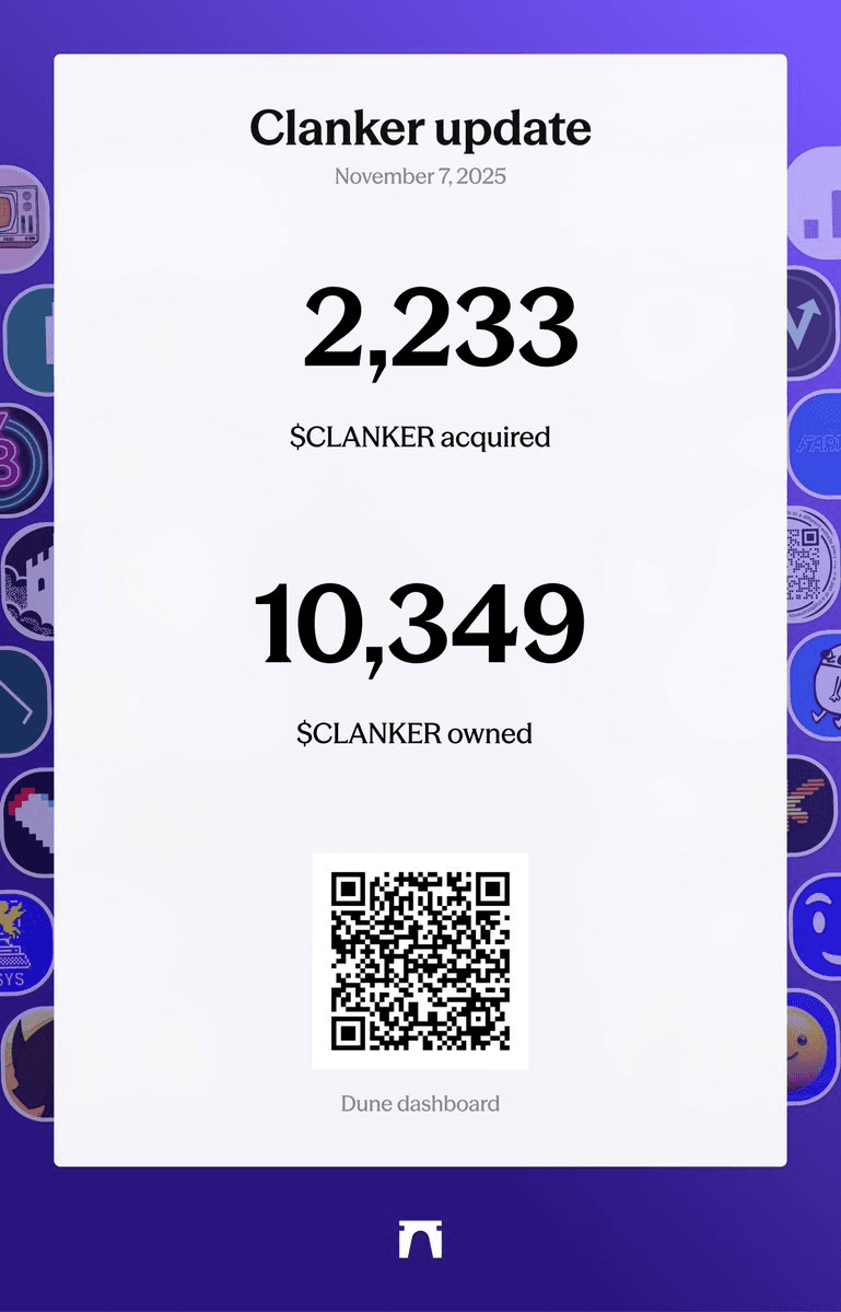 Protocol Acquires 1% of CLANKER Supply in 15 Days