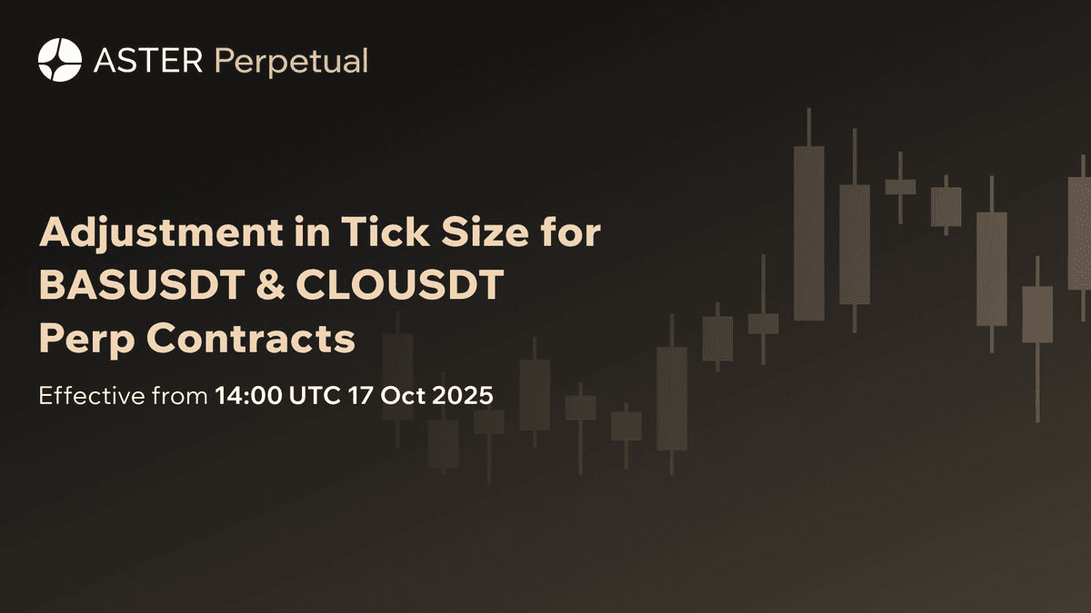 Aster DEX Adjusts Tick Size for BASUSDT & CLOUSDT Perpetual Contracts