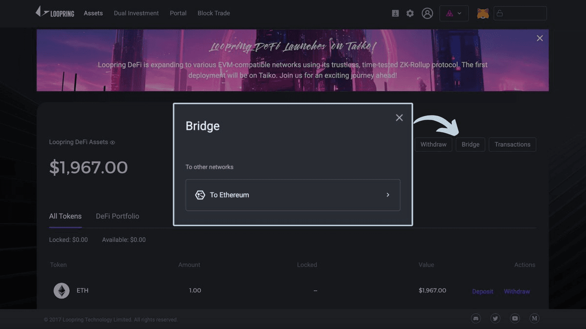 Loopring Launches Third Fast Bridge Option