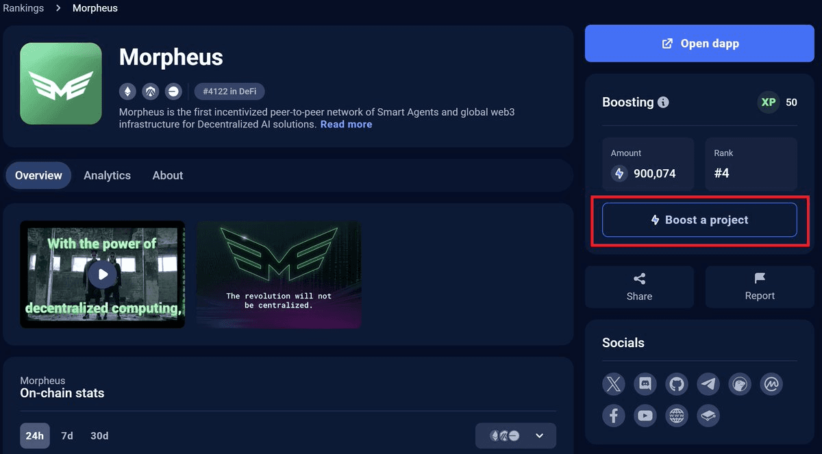 Morpheus Reaches #4 on DappRadar Rankings