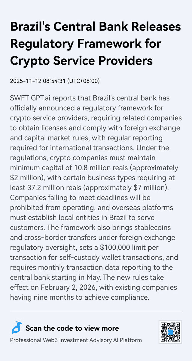 Brazil Requires Crypto Firms to Hold Up to $7M Capital Under New ...