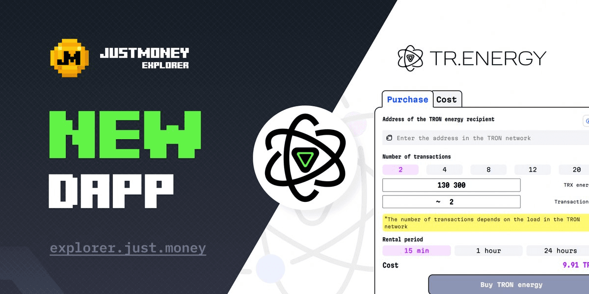 TR.ENERGY Joins JustMoney Explorer with USDT Fee Reduction Solution
